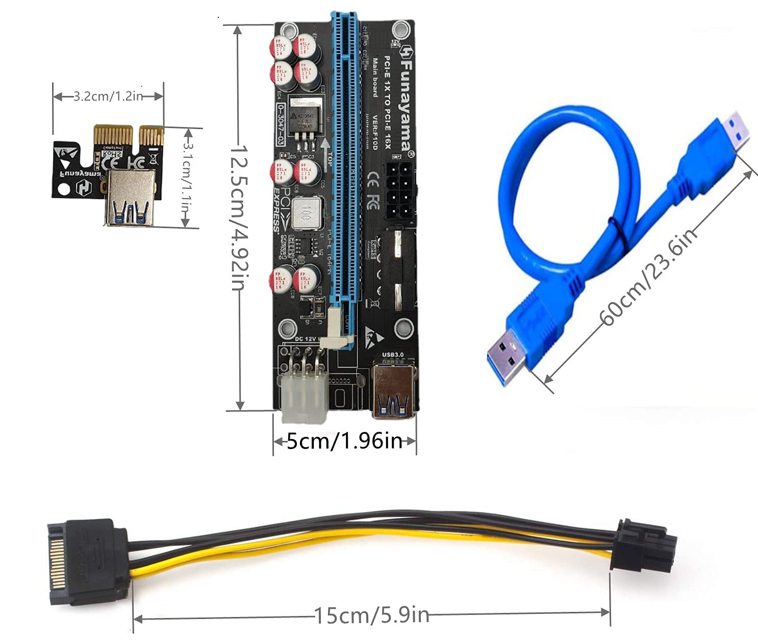 Mua Funayama PCIE Riser, GPU PCI-E Riser Card 1x to 16x USB 3.0 Data ...