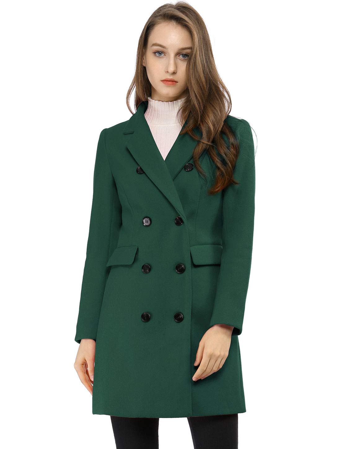 Allegra K Women's Winter Coat Elegant Notched Lapel Double Breasted ...
