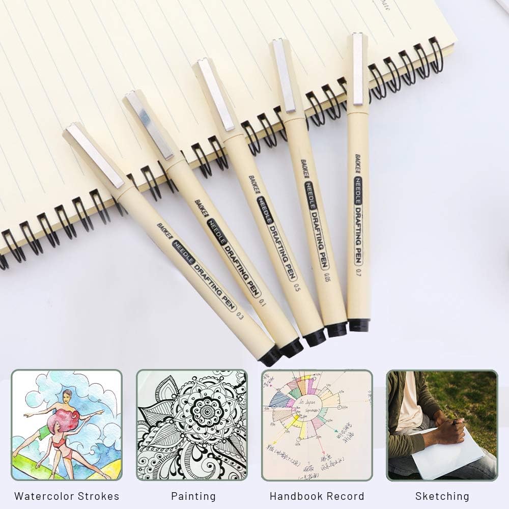 Set of 20 Precision Micro-Pens, MERYSAN Micro-Line Pens 5 Size ...