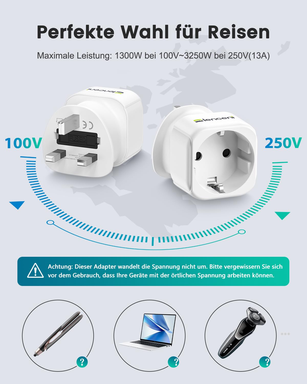 Mua LENCENT 2 x Travel Adaptor Power Adapter Germany to UK Travel Plug ...