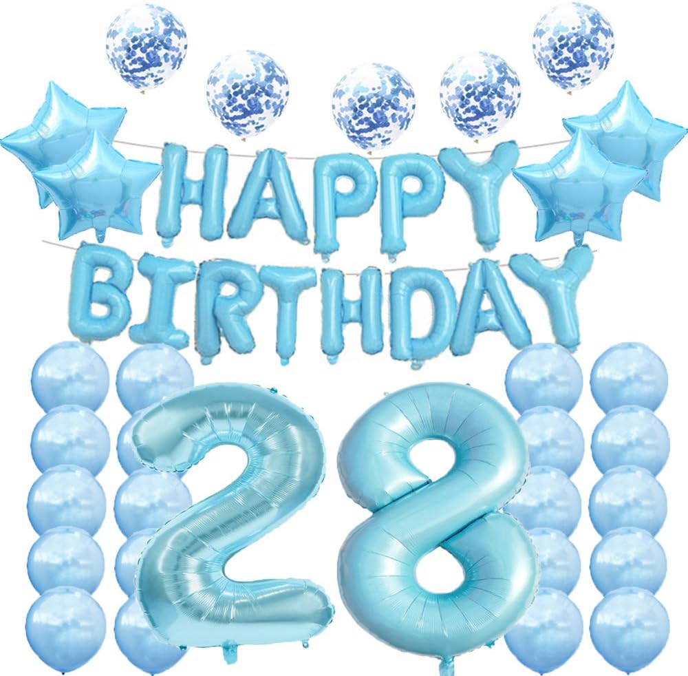 28th Birthday Decorations Party Supplies,28th Birthday Balloons Blue ...