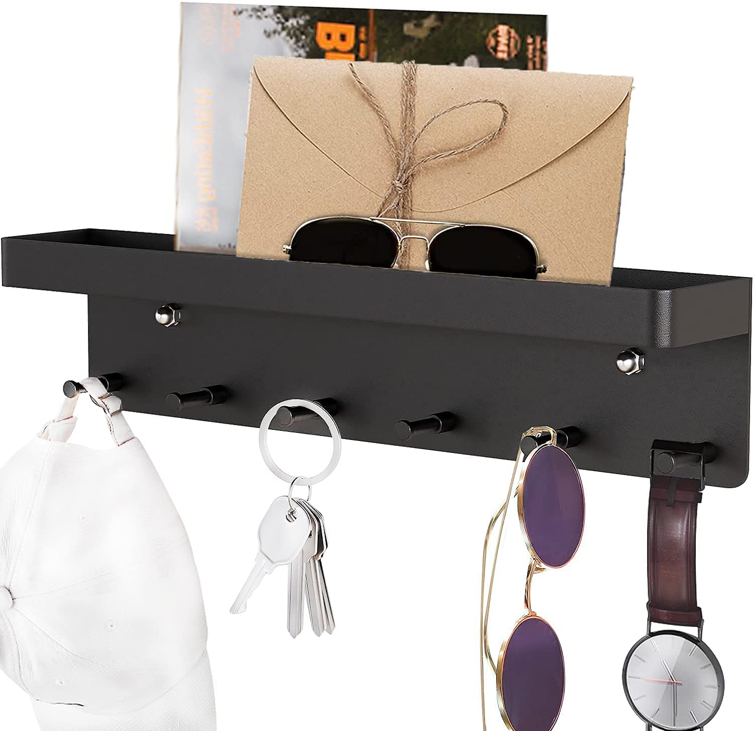 HAYAN Key Holder for Wall, Wall Mount Mail Key Hanger Organizer Shelf ...