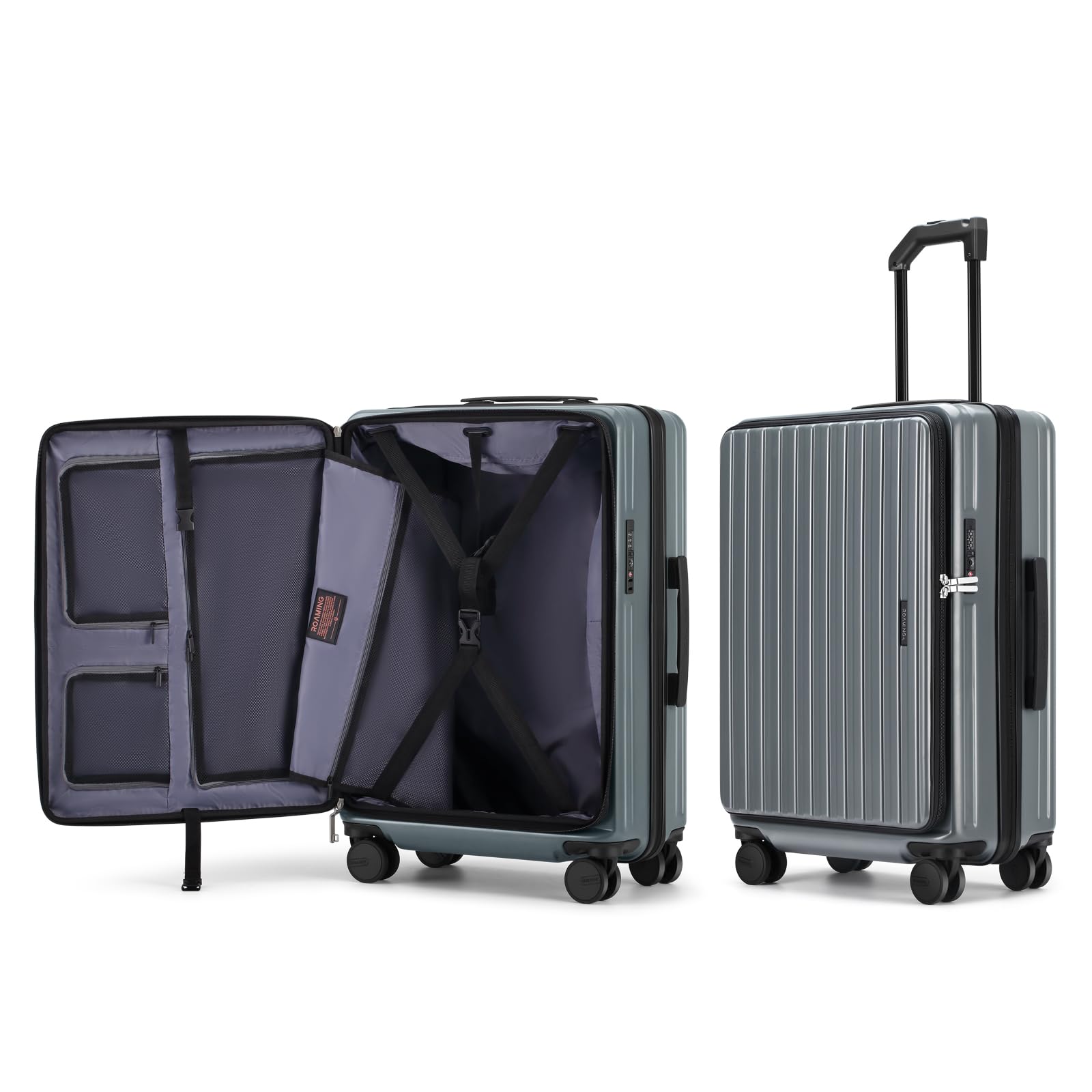 ROAMING 20 Inch Carry On Luggage with Wheels PC Hard Shell Suitcase ...