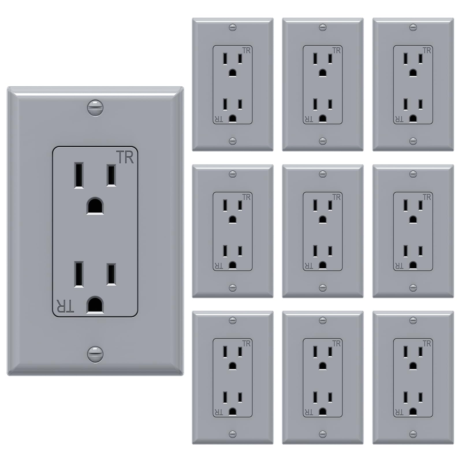 WEBANG Decorator Electrical Wall Outlet Grey, Tamper-Resistant Duplex ...