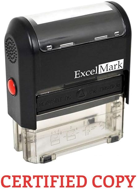 Amazon.com : Certified Copy Self Inking Rubber Stamp - Red Ink (ExcelMark A1539) : Office Products