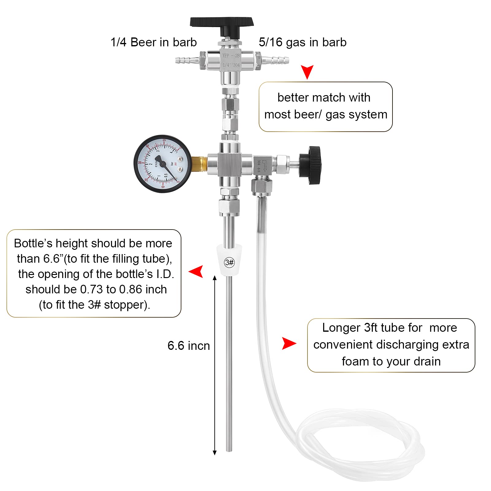 Mua Counter Pressure Bottle Filler Stainless Steel Bottle Filler ...