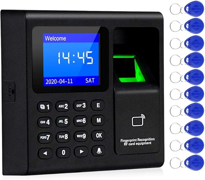 Amazon.com : LIBO Intelligent Biometric Fingerprint Time Attendance Machine Time Clock Recorder ...