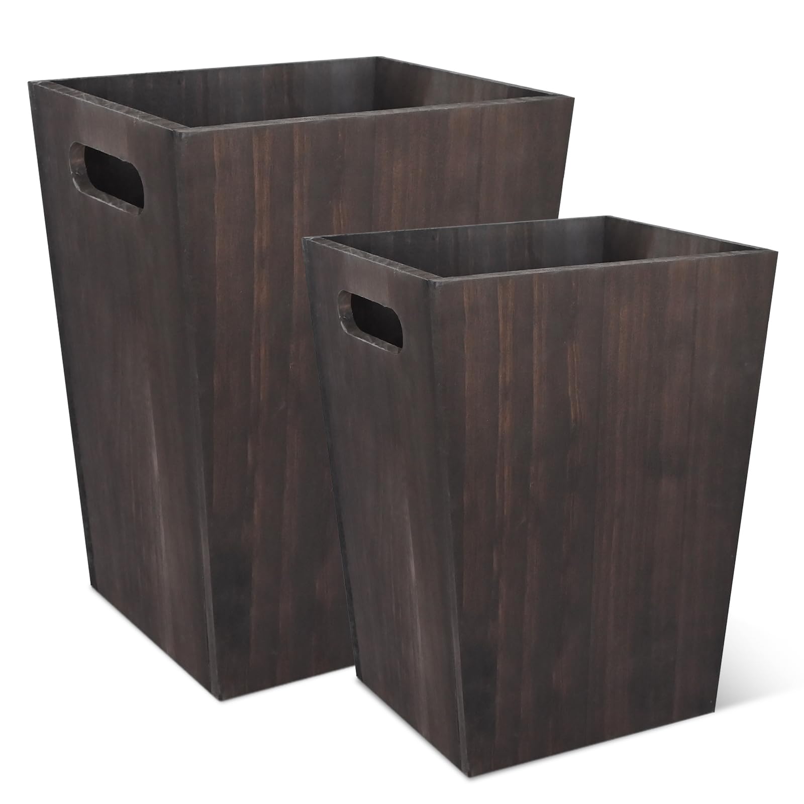 CMINAUS 2 Pieces 1.5/2.5 Gallons Wood Trash Can Wastebasket Rectangular ...
