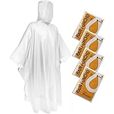 Amazon.com: Disposable Rain Ponchos for Adults - Clear Ponchos with ...