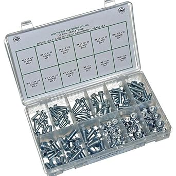 NEF Metric Flange Bolt Assortment, JIS Nuts and Bolts, Plastic Kit, 155 ...