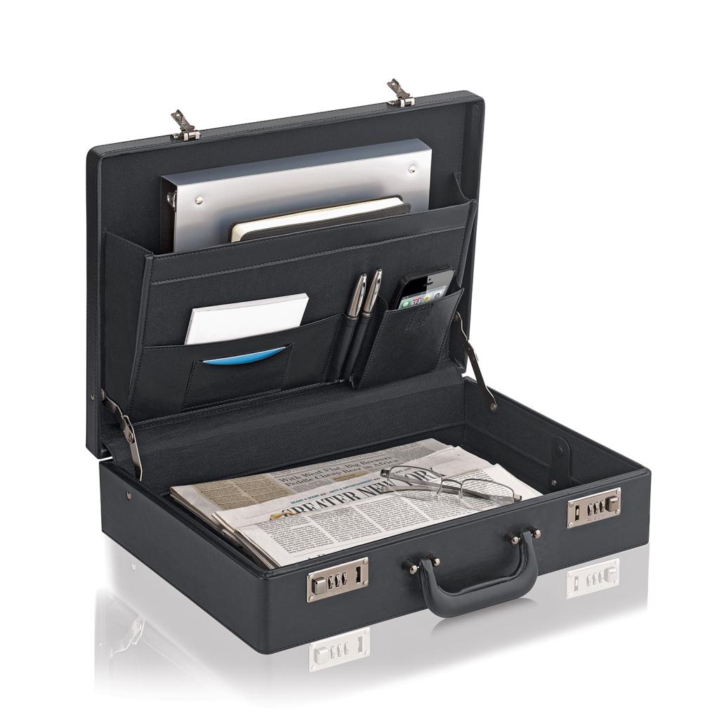 Solo Premium Leather-Like Attaché, Hard-Sided with Combination Locks ...