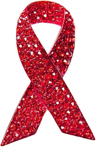 Bling Stars Breast Cancer HIV Awareness Red Crystal Ribbon Brooch Pins ...