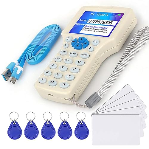 HID AWID Compatible 125KHz RFID Copier With 5 Key Fobs - Handheld ID ...