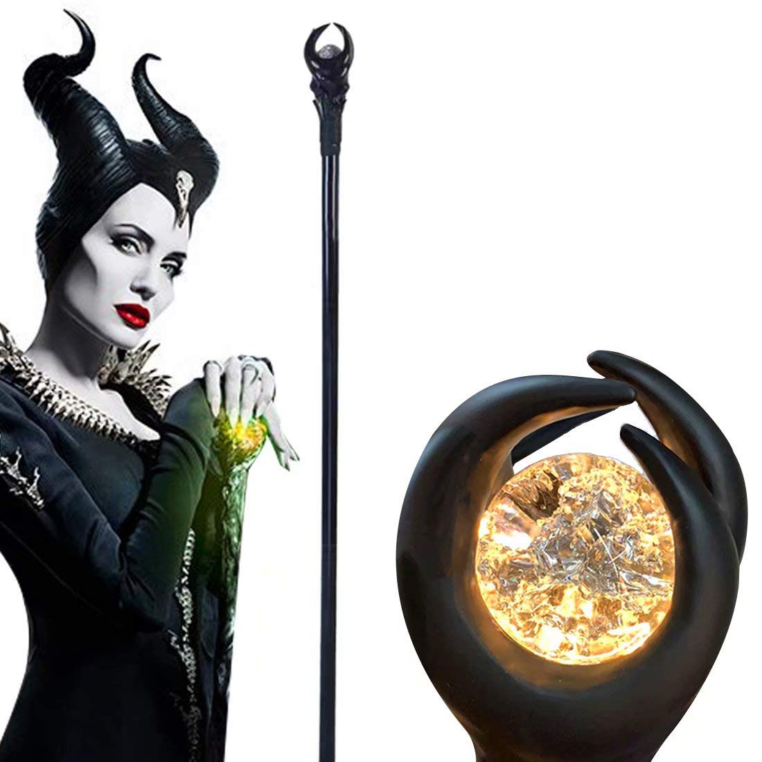 COSGO 51-inch Deluxe Maleficent Staff with Orange Light Orb Wizard ...