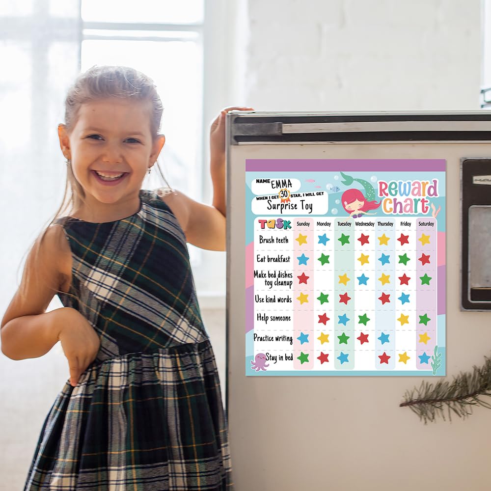 Reward Chart For Kids – Mermaid Magnetic Kids Behavior Chart, Pad With ...