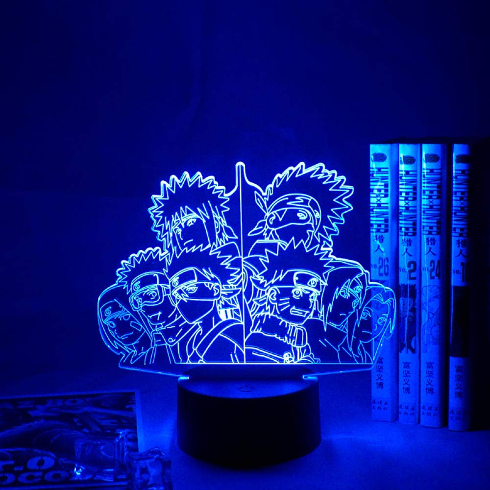 Buy Anime 3D Table Lamp, Naruto Team, 7-Color Led Illusion lamp, Night ...