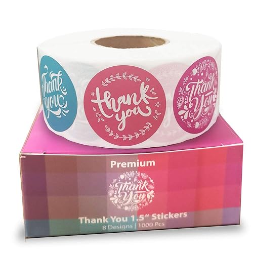 Thank You Stickers Roll of 1000 1.5 Inch 8 Designs Thank You Sticker ...