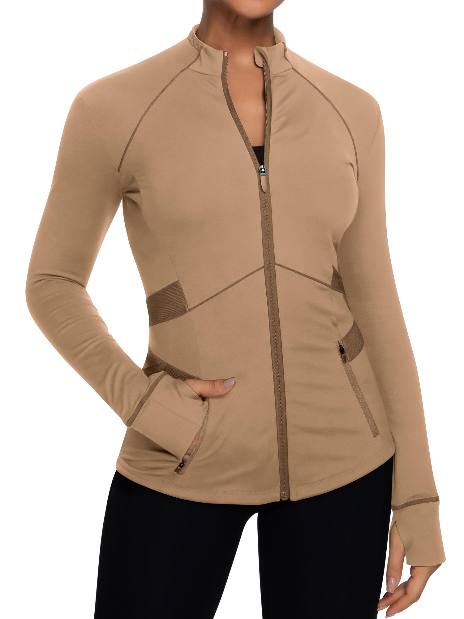 GYM RAINBOW Womens Workout Jacket Lightweight Full Zip Slim Fit Mesh ...