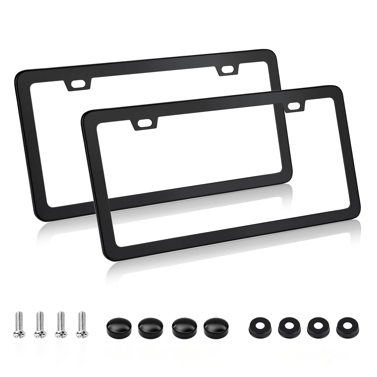 EWBN Black Matte License Plate Frames,2 Pack Aluminum License Plate ...