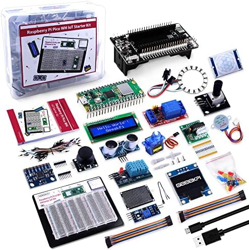 GeeekPi Raspberry Pi Pico W MicroPython Programing Kit with Raspberry Pi Pico W, Breadboard, I2C ...
