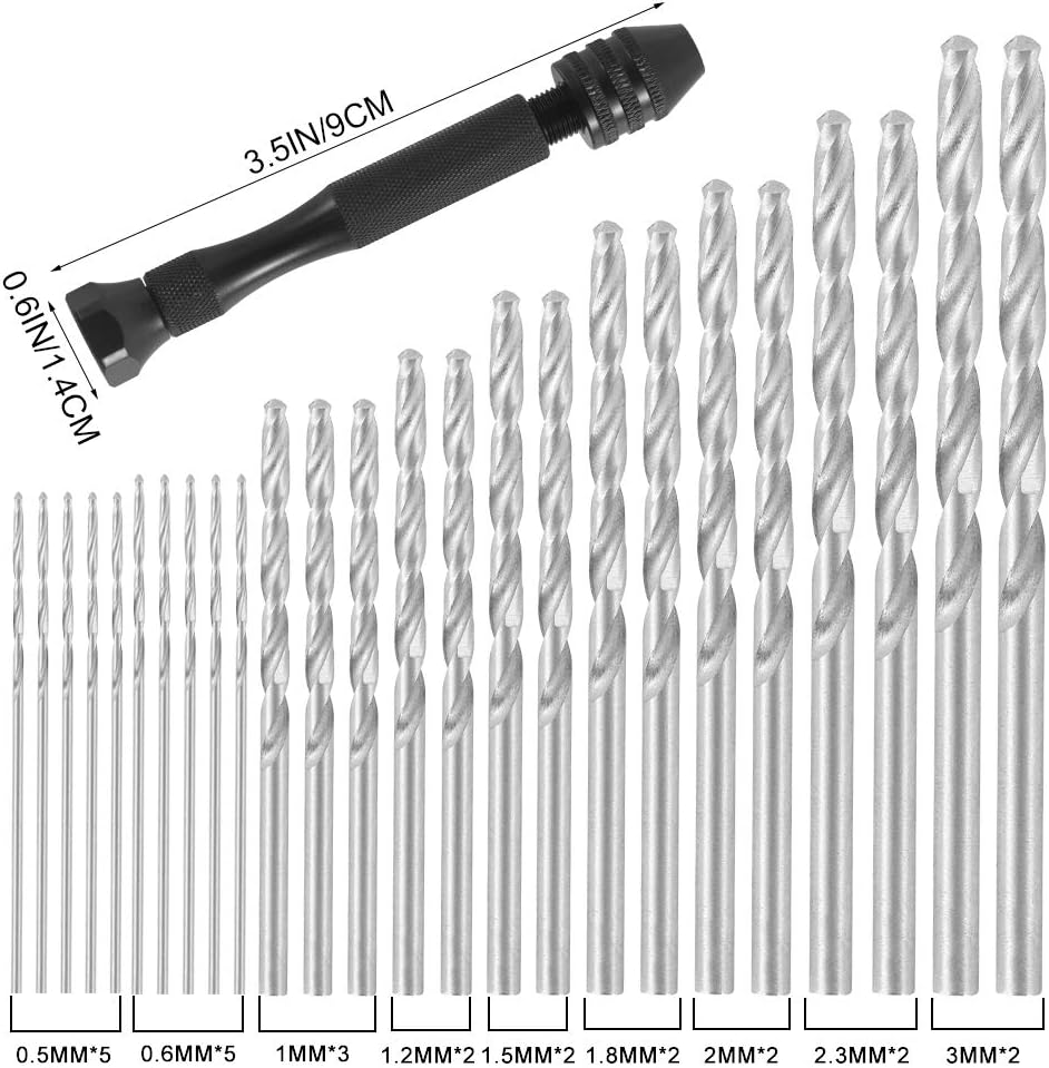 37pcs Pin Vise Hand Drill Set Include Pin Vise Hand Drill, 0.3-1.2mm ...