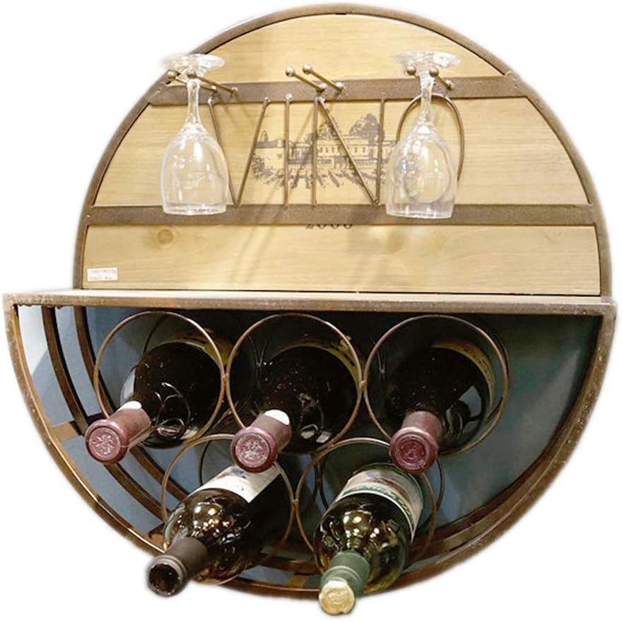 Round Wall-mounted Multifunctional Iron Wine Rack, Can Hold 5 Bottles ...
