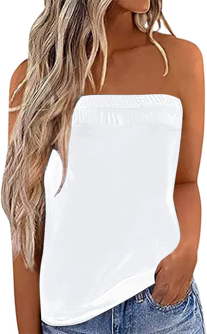 Fronage Tube Tops for Women Strapless Tanks Backless Sexy Casual ...