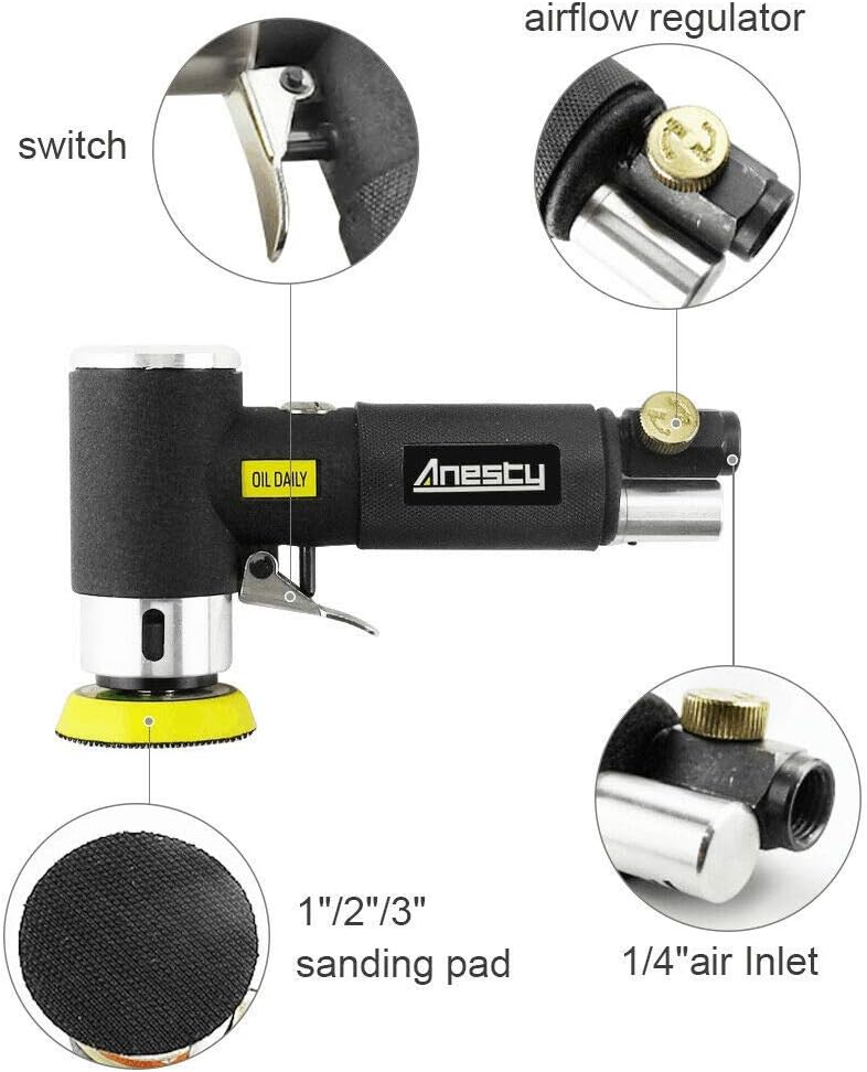 Anesty Air Sander Mini Air Sander 2″/3″ Air Sander 50 mm/75 mm – BigaMart