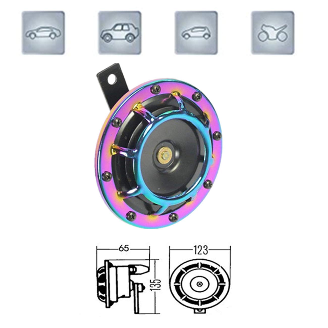 Moto clacson Elettrico 135 Db Suono Alto e Basso in Metallo 12 V con ...