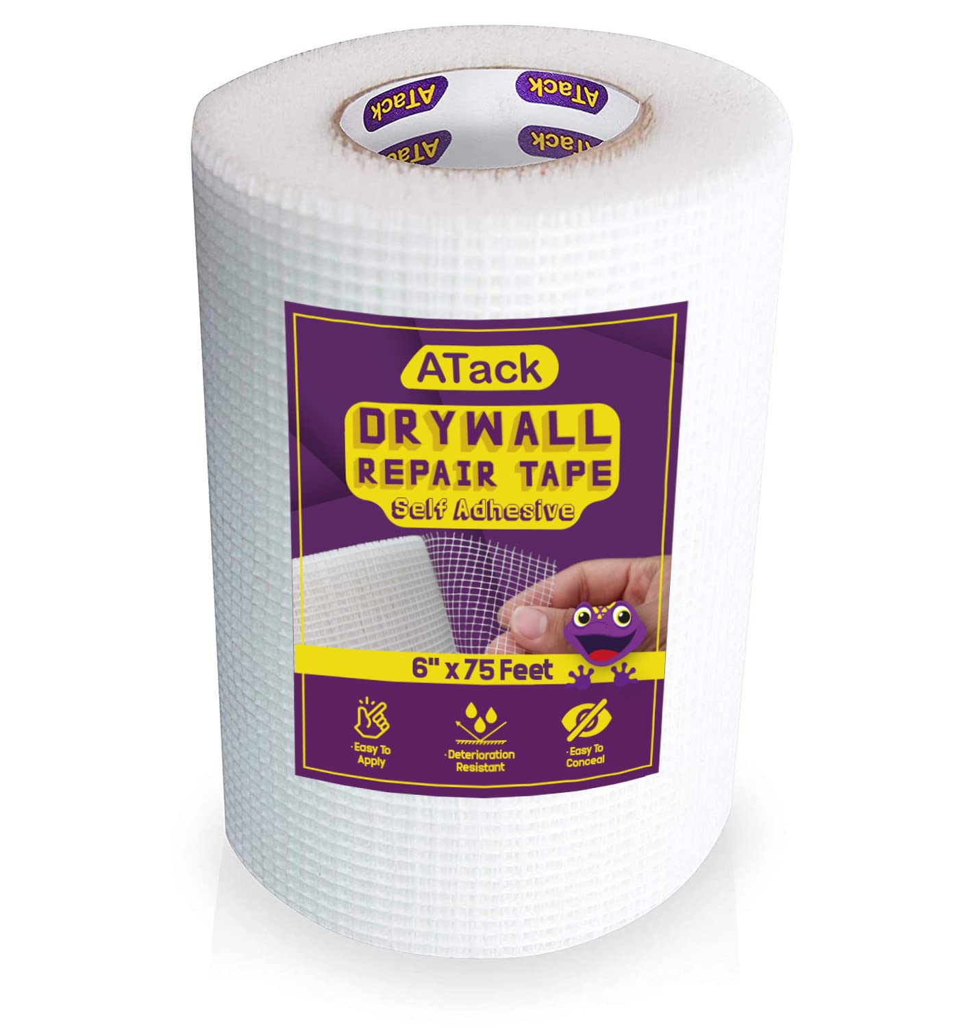 ATack Fiberglass Drywall Repair Tape, 6-Inch by 75-Foot, Heavy-Duty ...