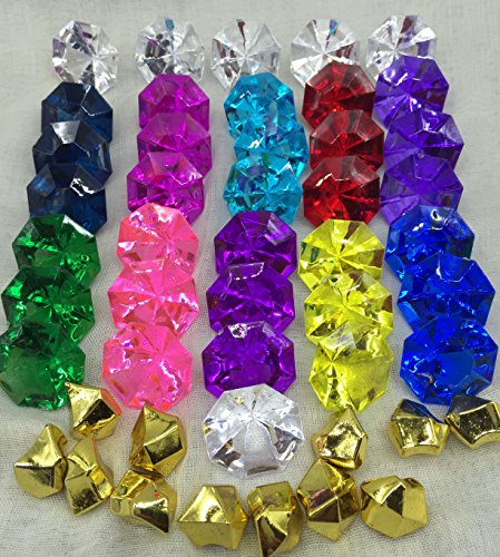 36-multi Colored Acrylic Diamond Pirate Treasure Gems+12 Pcs Golden ...