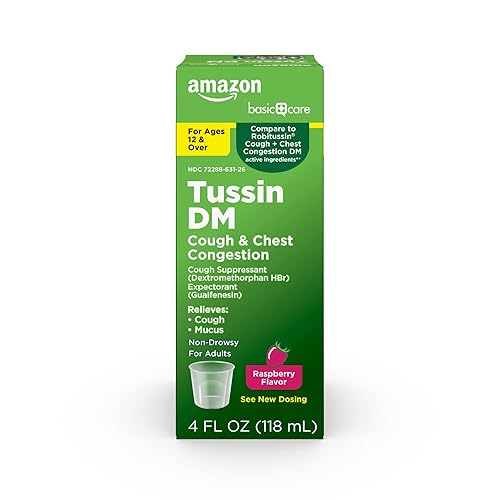 Amazon Basic Care Tussin DM, Cough Plus Chest Congestion Syrup for ...