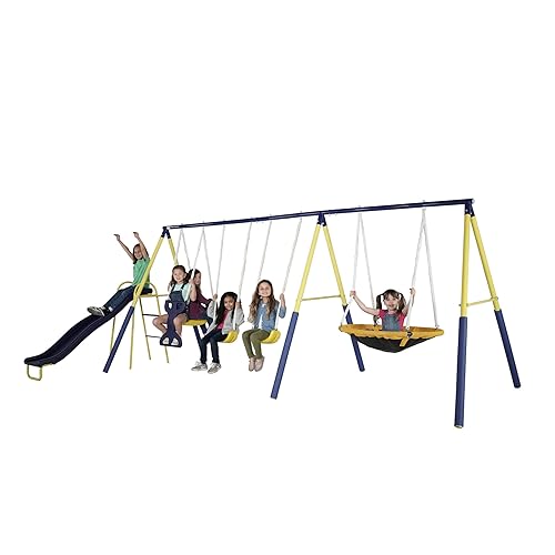 Sportspower Super Star Outdoor Kids Metal Swing Set: 2 Swings, 1 Flying ...