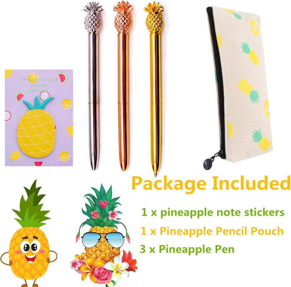 JeVenis Set of 5 Pineapple Pens Ballpoint Pens with Pineapple Pencil ...