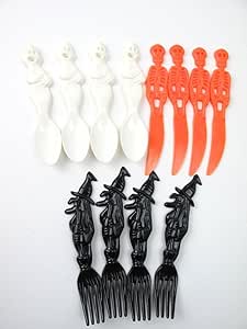 Amazon.com | 36 Pcs Halloween Party Plastic Flatware 12 Witch Forks 12 ...