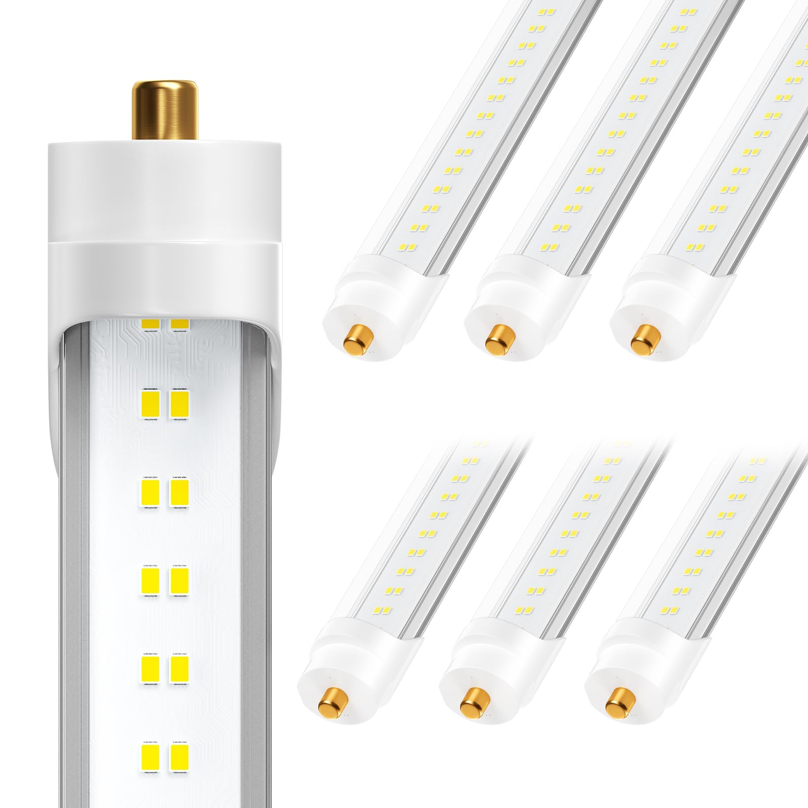 ELEKICO 8FT LED Bulbs, Super Bright 72W 9000lm 5000K, T8 T10 T12 LED Tube Lights, FA8 Single Pin ...