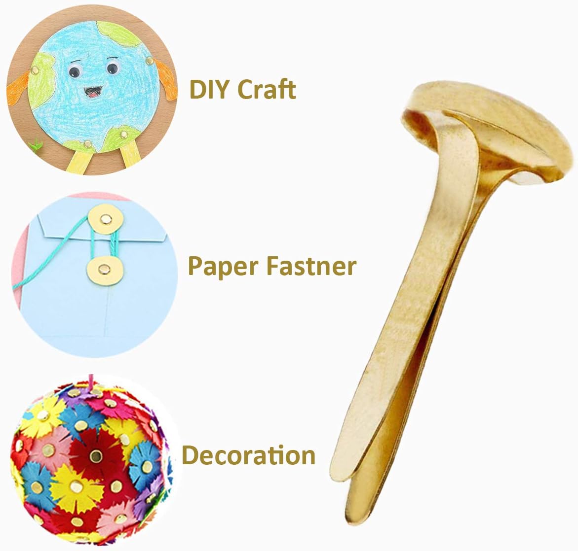 500 Pieces Split Pins Paper Fasteners Assorted Sizes Round Brass Plated ...