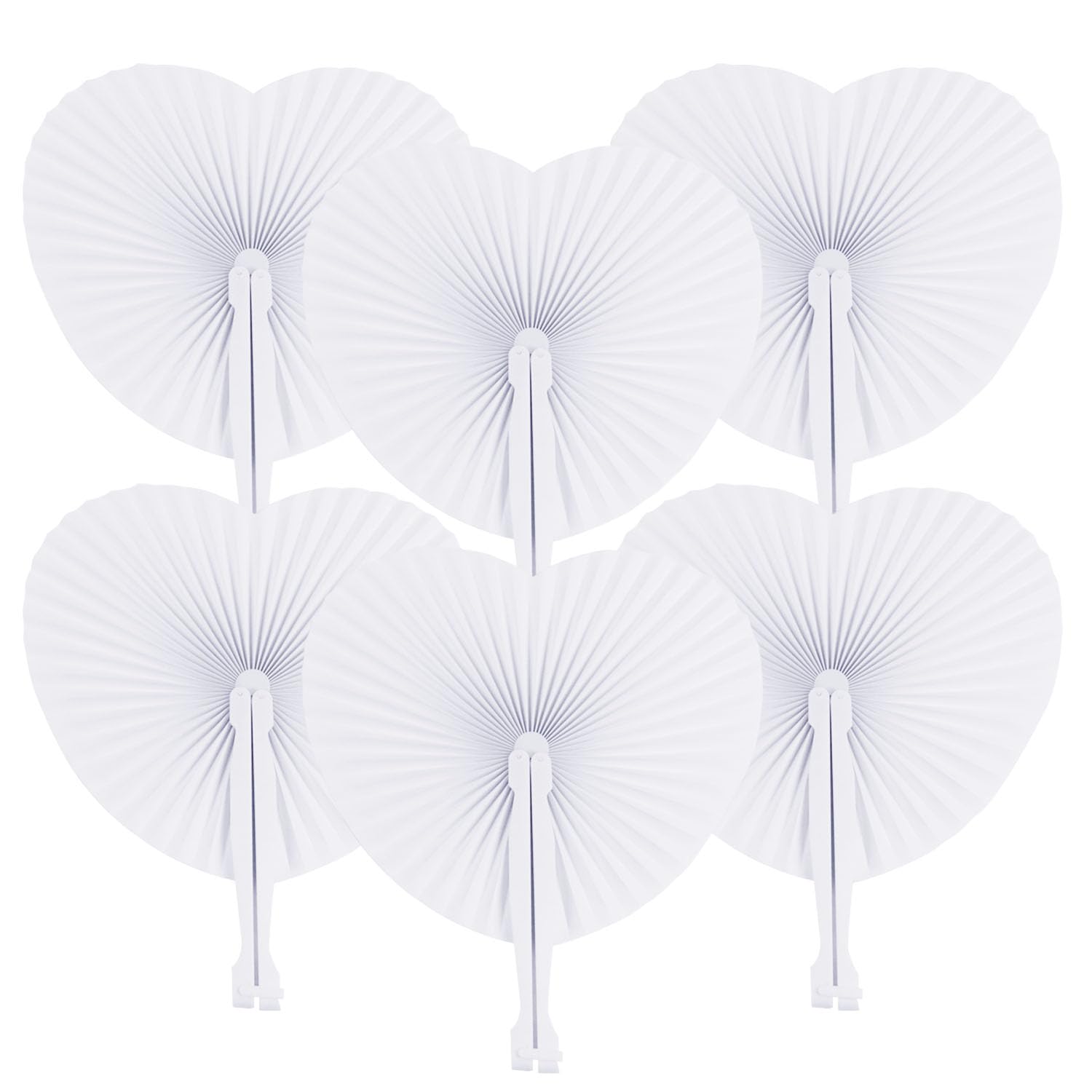 ZWIN 48 Pcs Heart Shaped Paper Fans for Wedding Pocket Folding Paper ...