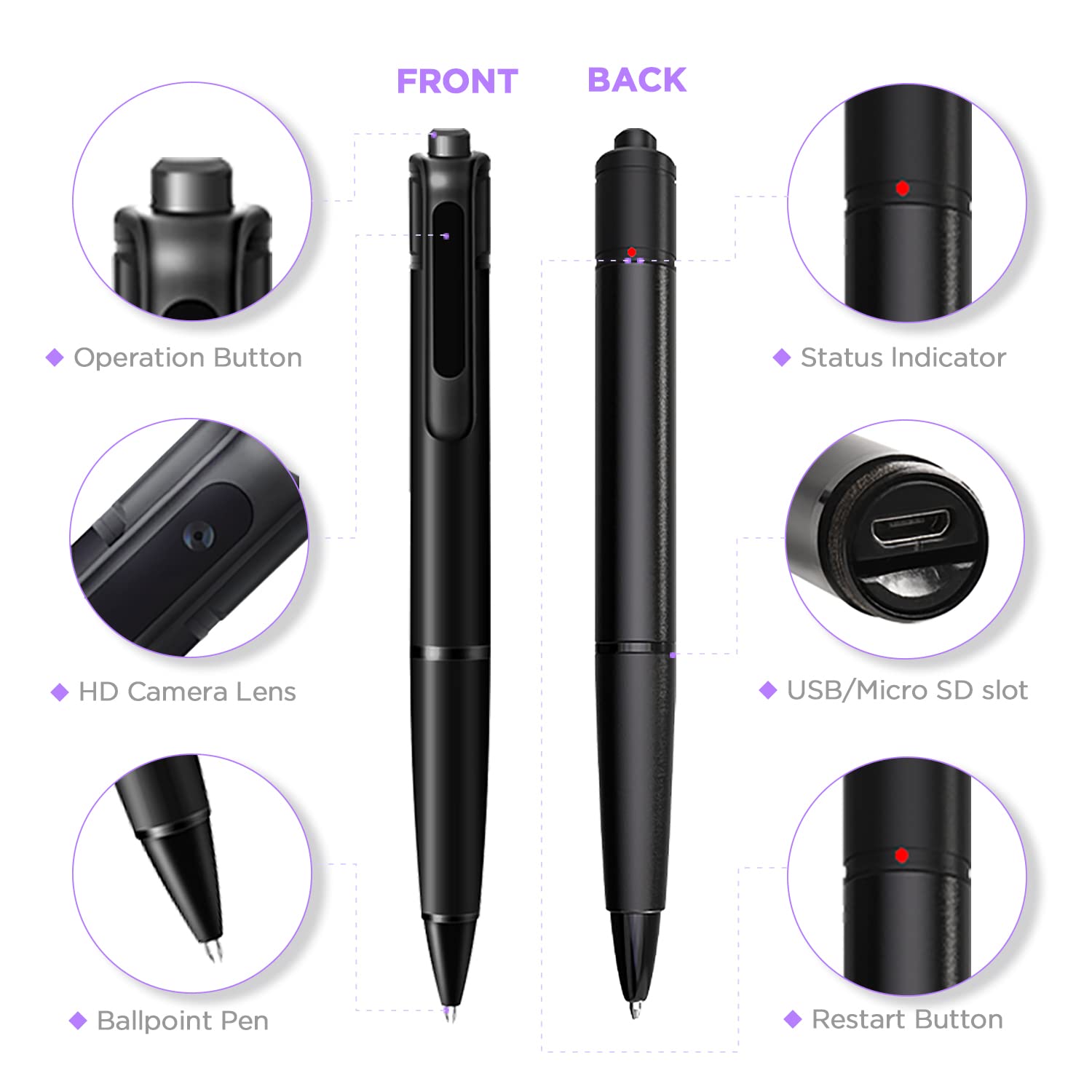 Mua 4K Hidden Pen Camera 64GB HD Video Recorder Mini Body Camera ...