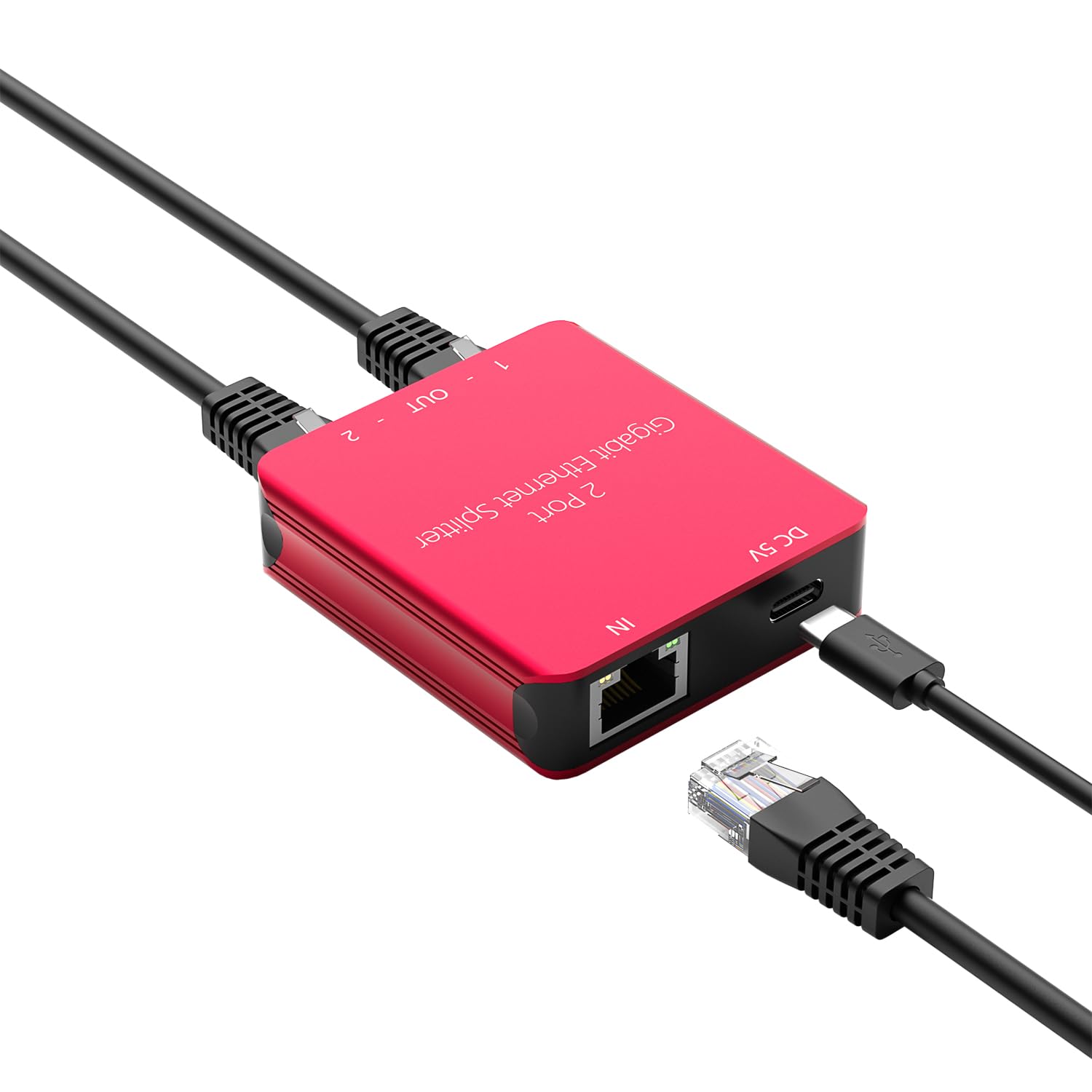 Dingsun 2 Port Gigabit Ethernet Splitter, 2 Devices Simultaneously ...