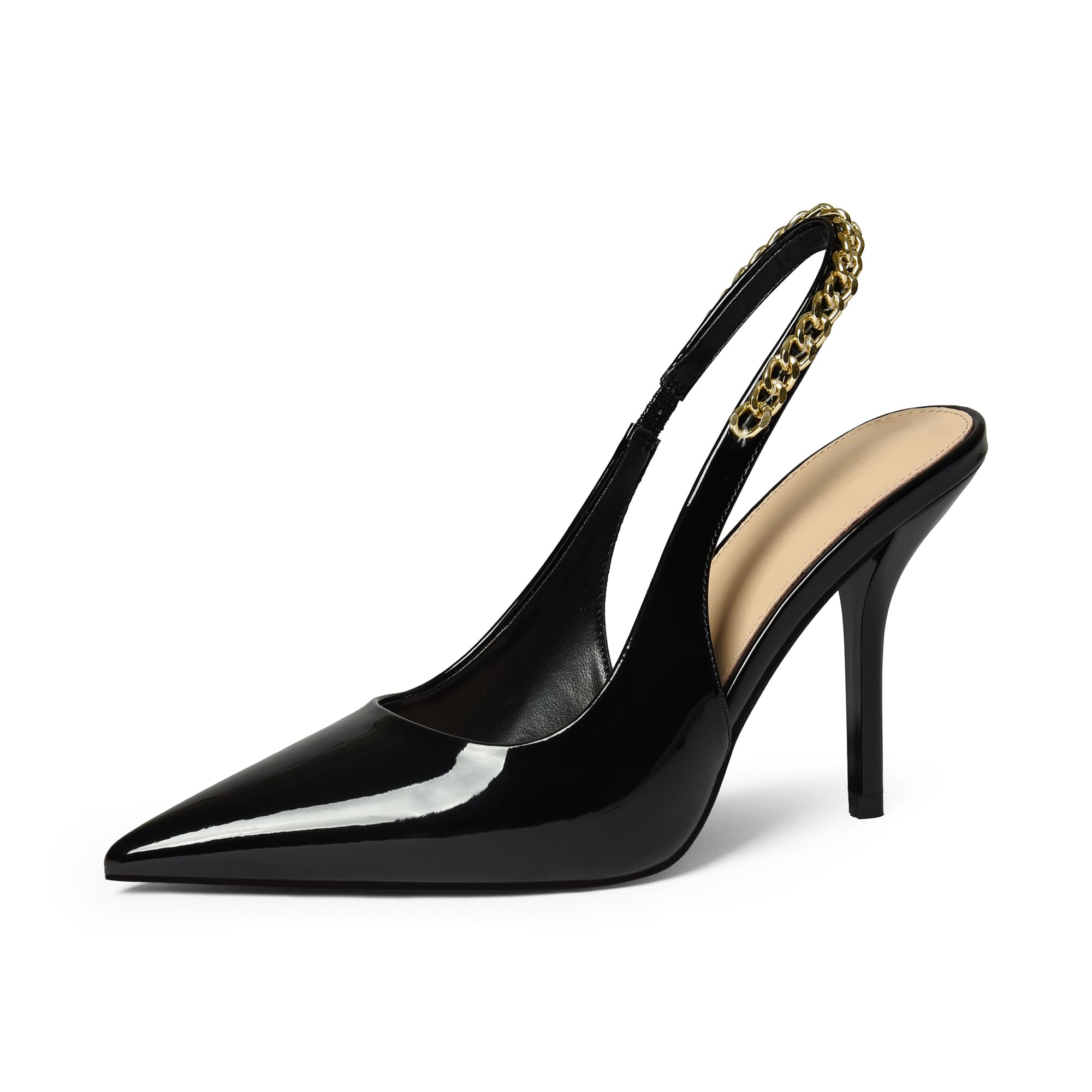 iiimmu Black Patent Leather Pumps Closed Toe 4 in, Slingback Pumps with ...