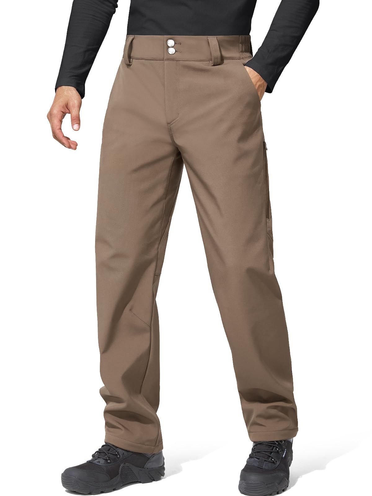 FREE SOLDIER Men's Warm Windproof Winter Fleece Lined Pants Hiking ...