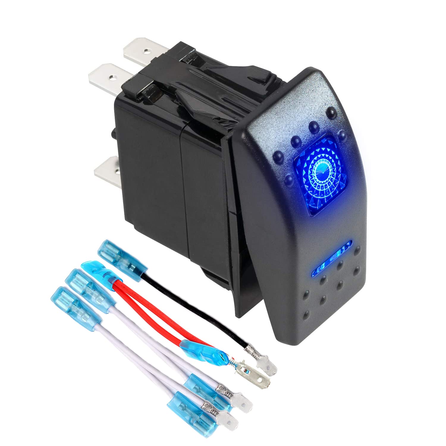 FXC 3 Position SPDT Rocker Switch 7Pin Laser On/Off/On Blue LED Light ...