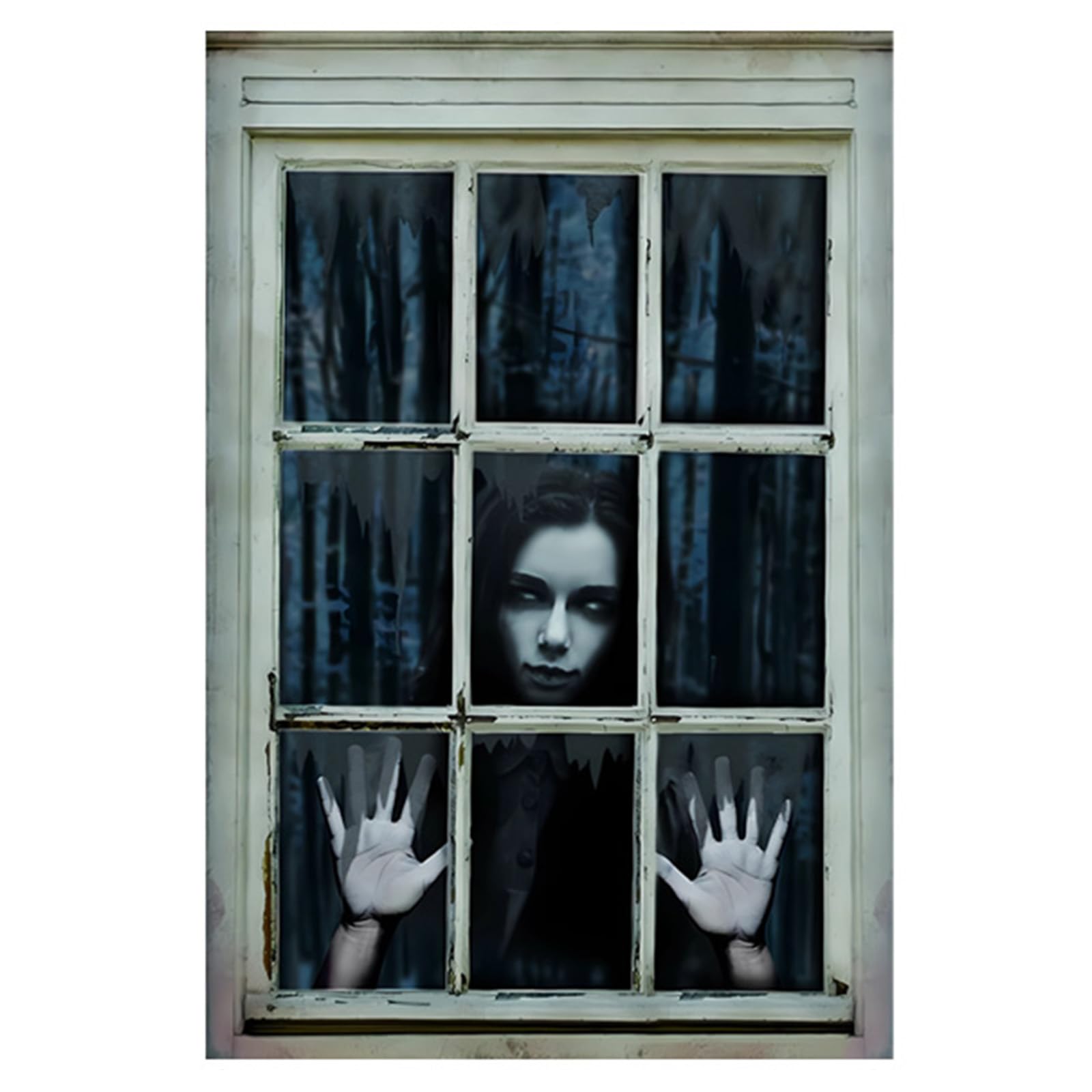 Halloween Horror Ghost Window Clings Large Double-Sided Glass Door ...