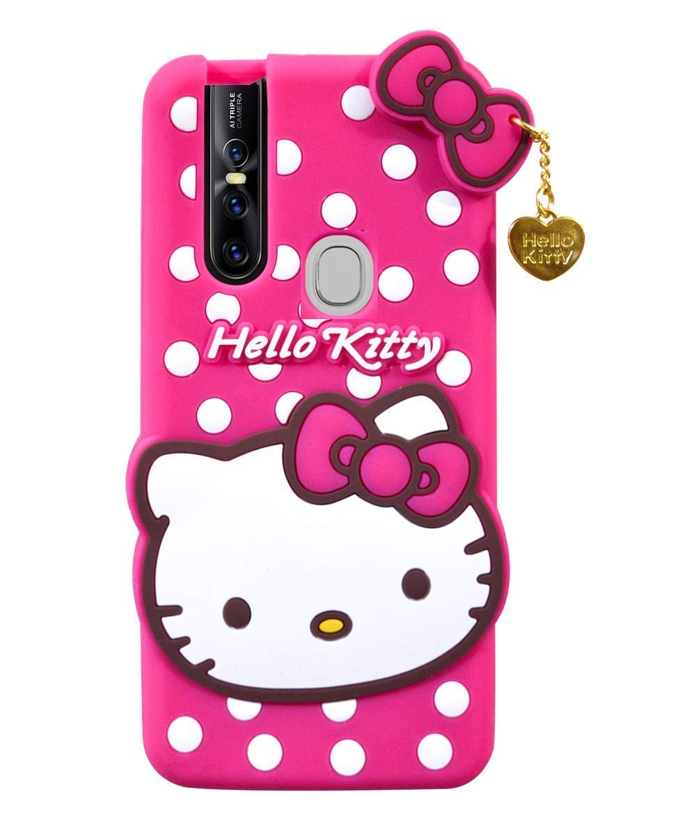 Cute Hello Kitty Case |Soft Silicone Rubber Back Cover with Pendant ...