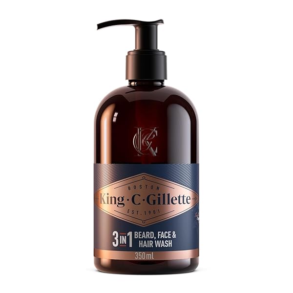 KING C. GILLETTE BEARD WASH, MENS FACE WASH, 11 OZ, INFUSED WITH ARGAN ...