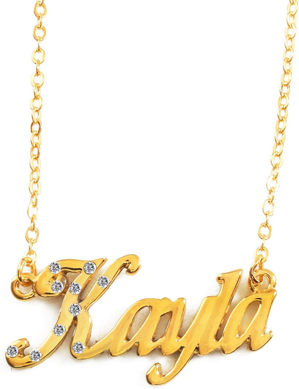 Amazon.com: Kayla Name Necklace 18K Gold Plated Personalized Dainty ...