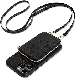 Amazon.com: ZVE iPhone 13 Pro Max Wallet Case Crossbody, Zipper Phone Case with RFID Blocking ...