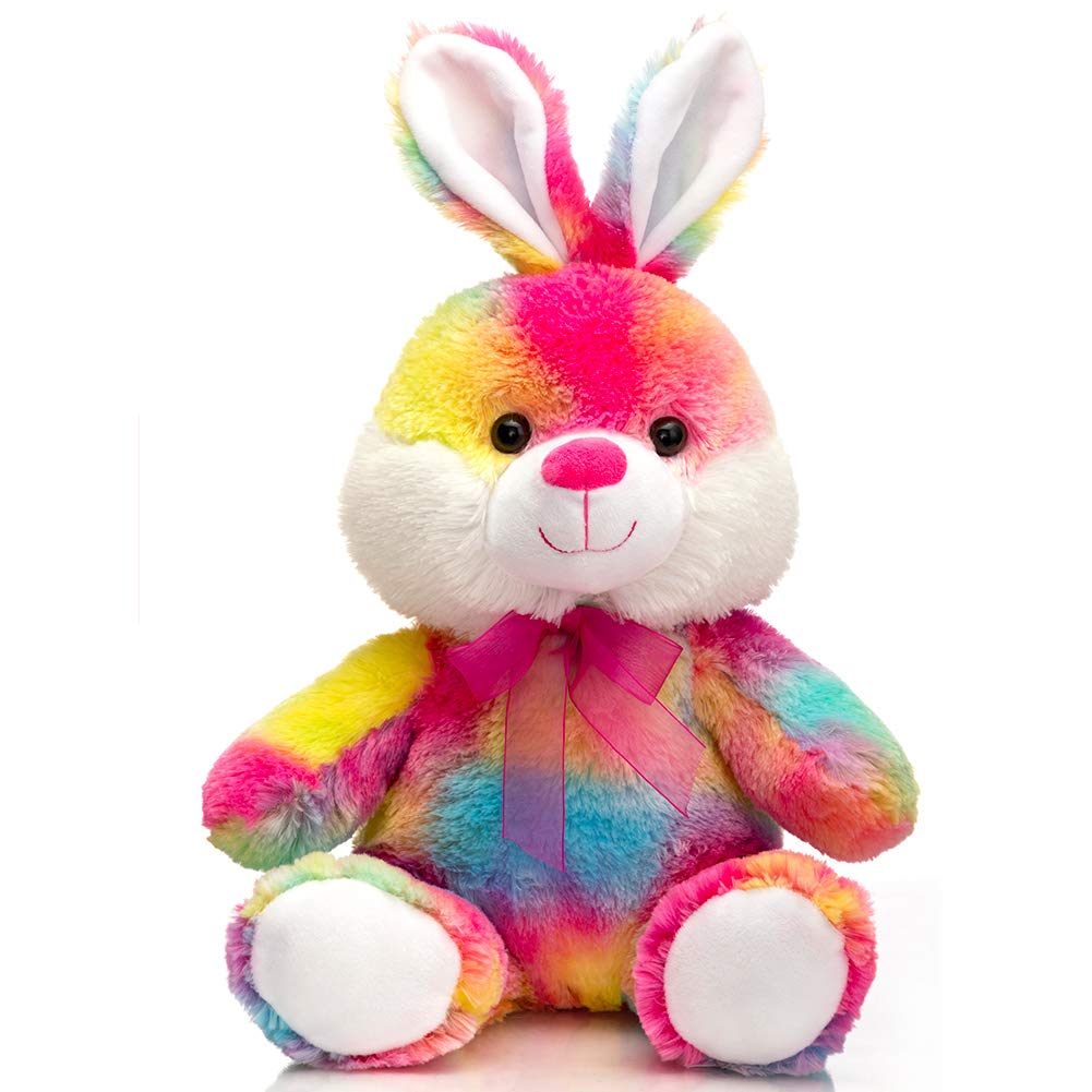 HollyHOME Easter Bunny Stuffed Animal Tie-Dye Rabbit Plush Toys for ...