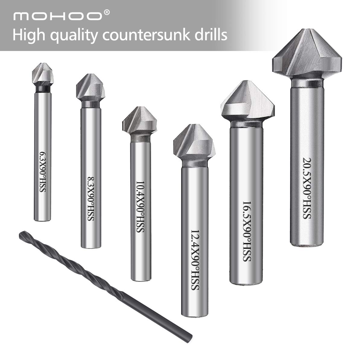 MOHOO Kegelsenker 7tlg Bohrer HSS Kegelsenker Satz DIN 335 C 90 Grad ...